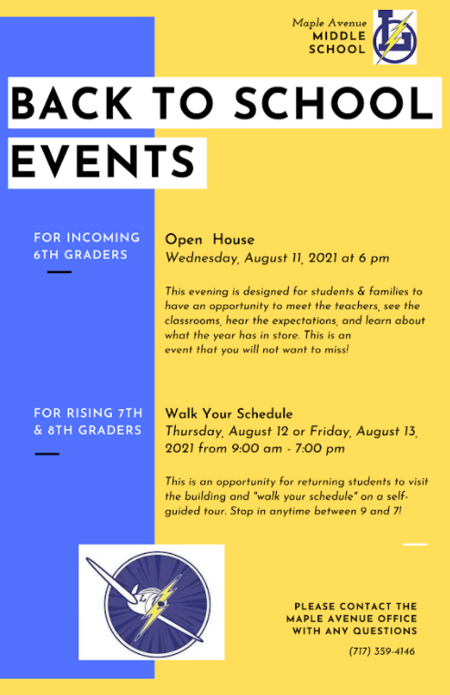 Back To School Events Maple Avenue Middle School